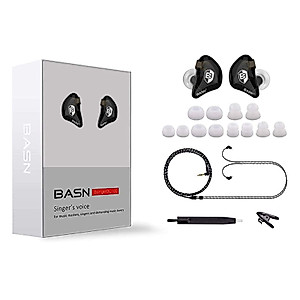 BASN Bsinger BC100 in Ear Monitor Headphones Universal Fit Noise Isolating IEM Earphones for Musicians Singers Studio Audiophiles (Black)