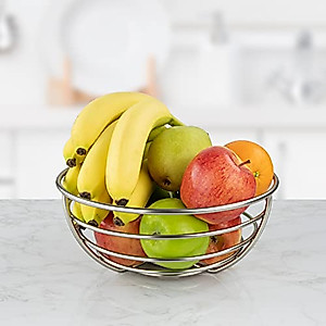 Spectrum Diversified Euro Fruit Bowl & Produce Basket Modern Countertop Food Storage for Fruits & Vegetables, Sleek Design with Sturdy Steel Construction,Silver