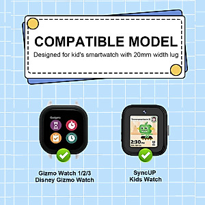 2 Packs Nylon Braided Band Replacement for Gizmo Watch 3/2/1 SyncUP Watch, 20mm Kids Solo Loop Stretchy Strap for Boys and Girls, Elastic Sport Wirstband, Breathable & Washable (Colorful Blue & Colorful Black)