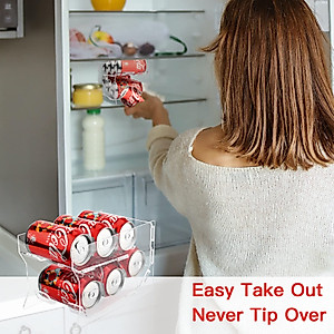 Soda Can Organizer for Refrigerator, Acrylic Rolling Can Organizer Dispenser, Auto Beverage Can Holder Rack, Can Storage Organizer, Can Drink Holder for Canned Food Beer 12oz Standard Cans