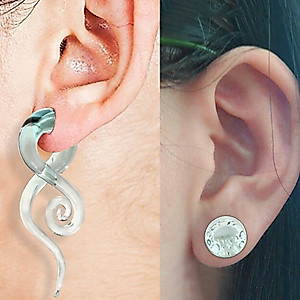 TOPBRIGHT 0G 00G 1/2 inch Spiral Glass Tapers with Jellyfish Ear Expander Plugs Glass Ear Piercing Gauges