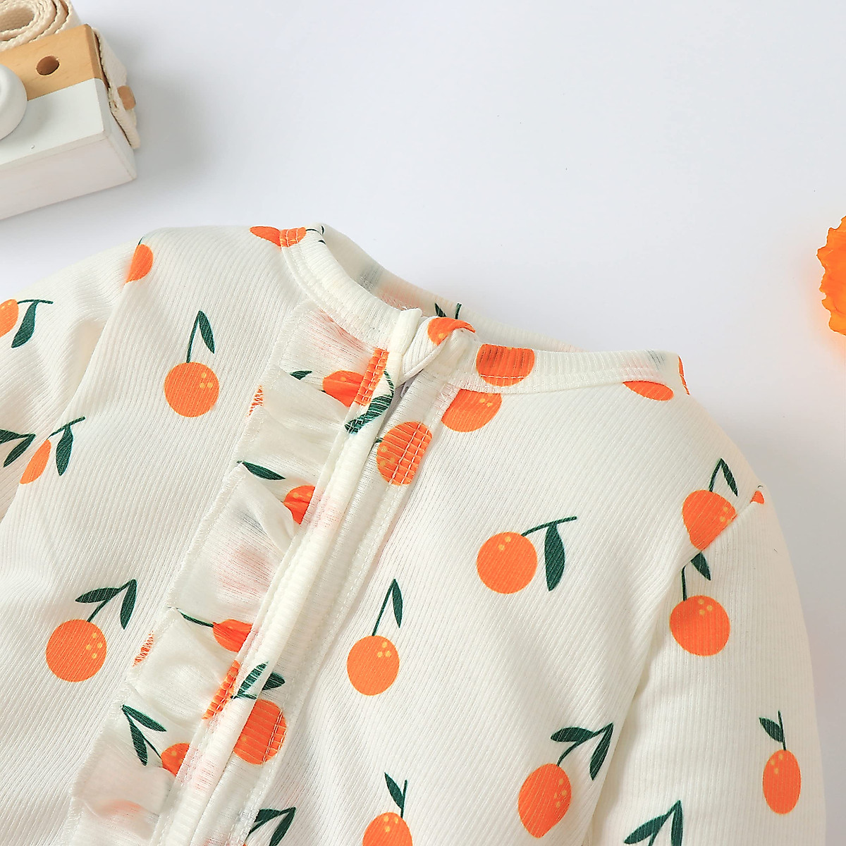 Newborn Baby Girl Clothes Outfits Infant Long Sleeve One-Piece Romper Zippers Jumsuit Footies Bodysuit(0-3 Months,Oranges)