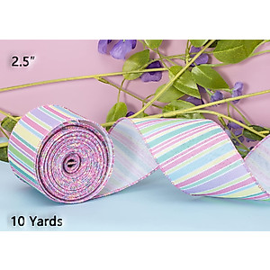 ATRBB Easter Wired Ribbon,2 1/2 Inch by 10 Yards Easter Egg Bunny Carrots Ribbon for Gift Wrapping,Wreath and Party Decoration