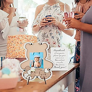 Yookeer Bear Baby Shower Guest Book Alternative Photo Frame Decorations We Can Bearly Wait Baby Shower Sign in Guest Book Girl 1st Birthday Rustic Party Bear Gender Reveal Shower (Brown,8.5x9.3 Inch)