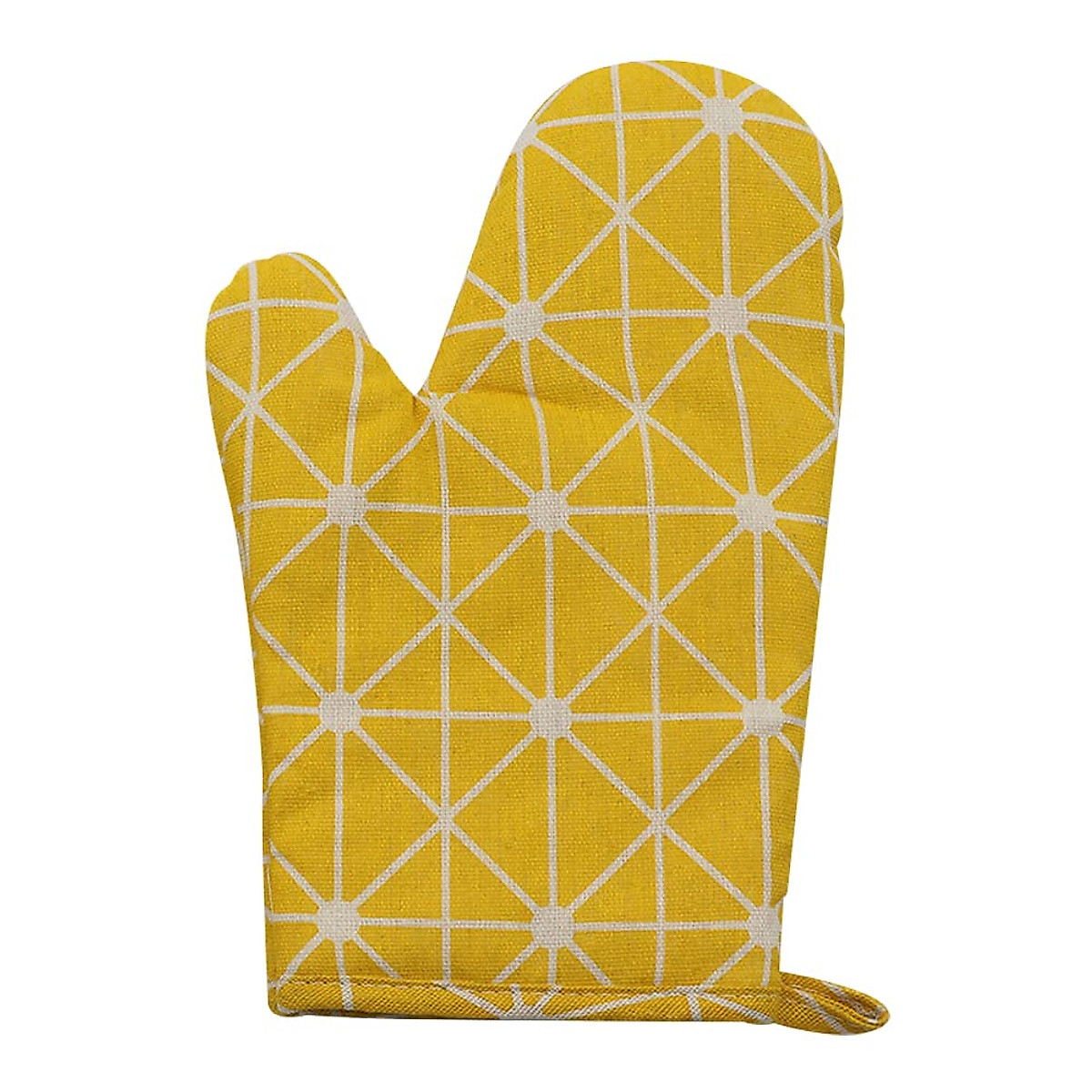 MarsHopper Oven Mitts, 2 Pack Cotton Oven Mitt Pot Holders, Non-Slip 392°F Heat Resistant, for Cooking, Baking, Grilling, Picnics, Fryers, Fireplaces (Yellow)