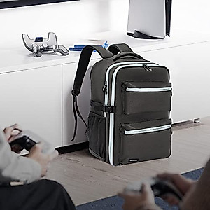 AKOZLIN Travel Gaming Console Backpack Compatible with Play Stantion 5 4 PS5/PS4/PS4 Pro/PS4 Slim/Xbox One X S