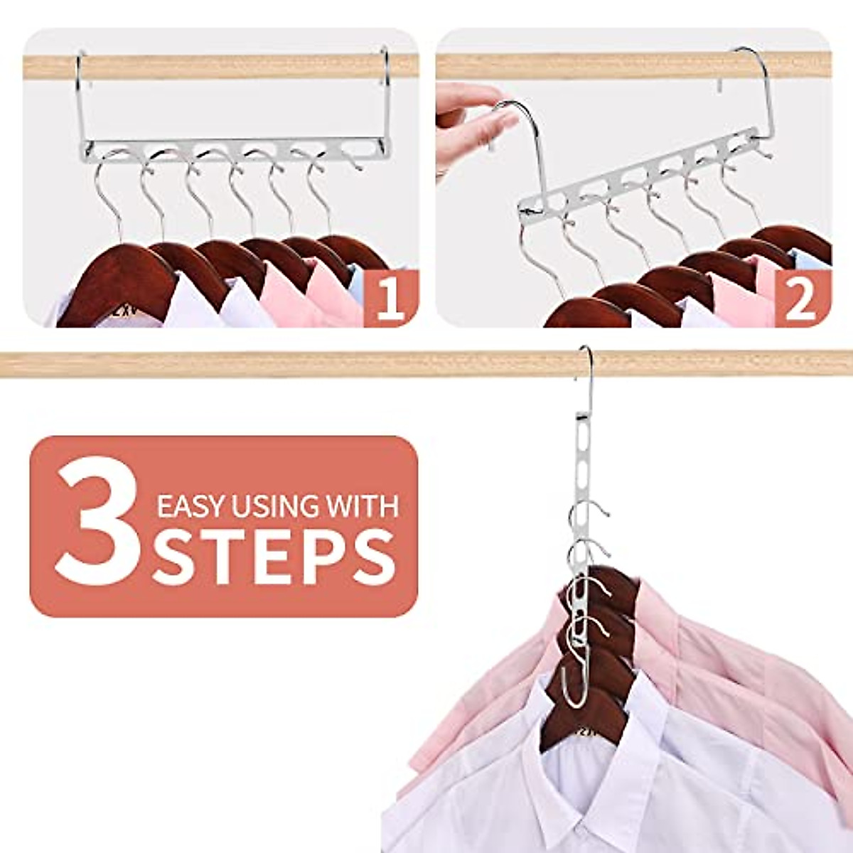 Space Saving Hangers, 10 Pack Metal Hanger Organizer, Space Saver Hangers, Collapsible Hangers for Heavy Clothes, Magic Hangers for Closet Organization and Storage, College Dorm Room Essentials