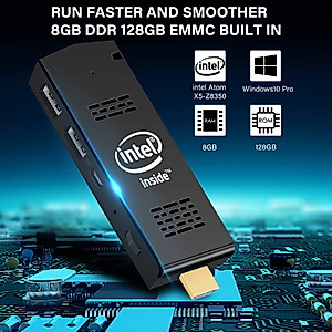 AIOEXPC Intel PC Stick 8GB RAM 128GB ROM with Intel Atom Z8350 & Windows 10 Pro Mini Computer Stick Support 4K HD,Dual Band WiFi 2.4G/5G, Bluetooth 4.2, Support Auto-on After Power Failure
