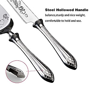 HISSF Cake Knife and Server Set,18/10 Stainless Steel Cake Pie Pastry Servers, Sweet Love Cake Serving Set Perfect For Wedding, Birthday,Home, Parties and Events