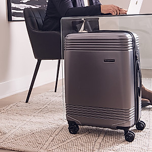 Bugatti Nashville Collection 20 Inch Hard Shell Spinner Carry On Bag for Airplanes, Hardside Expandable Suitcase with 360-Degree Spinner Wheels, Retractable Handle, Airline Approved, Black