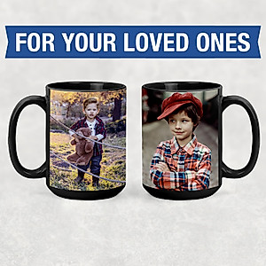 Custom Mug with Picture Text, Photo Name Logo - Personalized Coffee Mugs, Customized Ceramic Cups, Tazas Personalizadas - Birthday Wedding Christmas Day Gifts for Women Men Mom Dad Family (15oz Black)