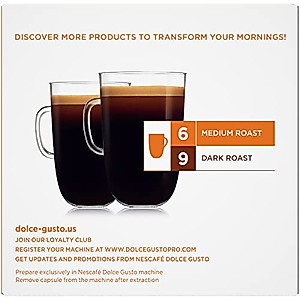 Nescafe Dolce Gusto Coffee Pods, Medium Roast, 16 Capsules (Pack of 3)