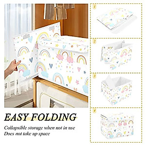 xigua Rainbow Storage Bins with Lids and Carrying Handle,Foldable Storage Boxes Organizer Containers Baskets Cube with Cover for Home Bedroom Closet Office Nursery