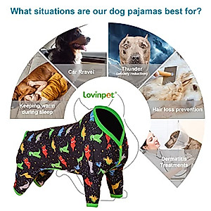 LovinPet Big Dog Wound Care/Surgical Recovery Shirt, Undershirt for Dog Coats, Anti Licking, Pet Anxiety Onesies for Dogs, Dinosaurs in Space Print, Large Breed Dog Clothes, Dog Jammies/XL