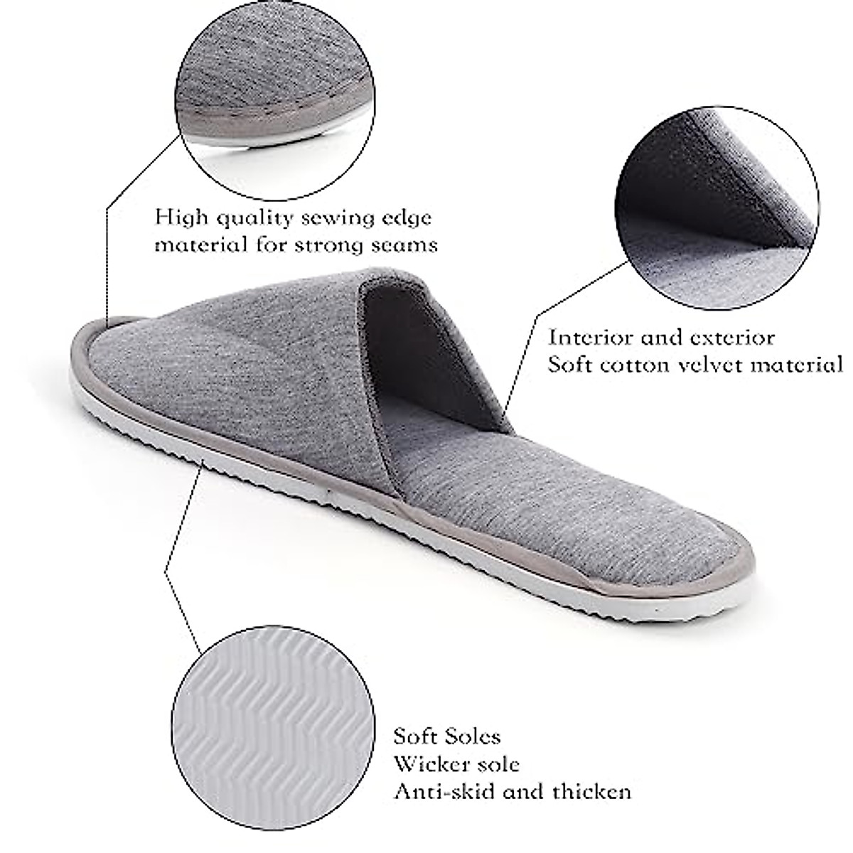 Rocutus Disposable Slippers,2 Pair Disposable Slippers Bulk Guest Slippers,Travel Portable Polyester-cotton Slippers Home Interior Slippers Hotel Special Anti-skid Shoes Cotton Trailer