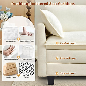 MANBUR Cloud Couch Sectional, Moudular Sectional Sofa Couch, 3-Seat L Shaped Extra Deep Seat Sofa Couch with Ottoman and Pillows for Living Room, Apartment, Office(Cream White)