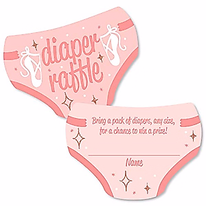 Big Dot of Happiness Tutu Cute Ballerina - Diaper Shaped Raffle Ticket Inserts - Ballet Baby Shower Activities - Diaper Raffle Game - Set of 24