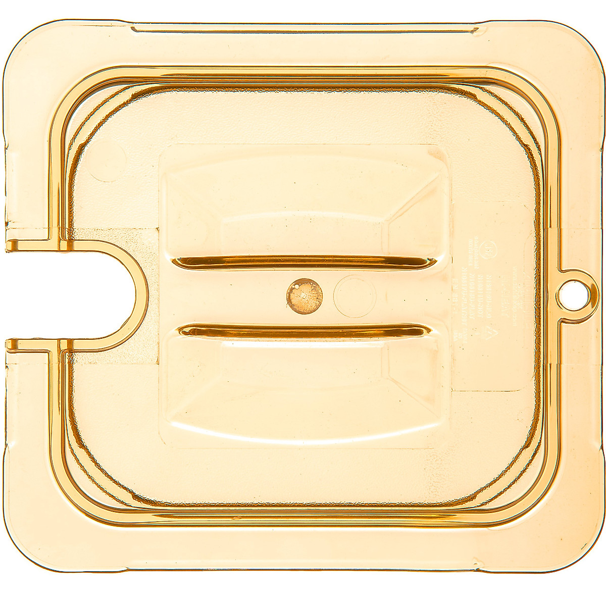 Carlisle FoodService Products 10511U13 StorPlus High Heat Universal Handled Notched Food Pan Lid, Sixth Size, Amber