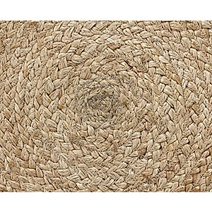 MORE Natural Fiber Round Collection 5' x 5' Round Natural Handmade Boho Braided Jute Area Rug