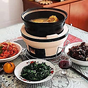 Yingm Japanese Round Yakatori Charcoal Grill/Ceramic Clay BBQ/Tabletop Barbecue Stove with Wire Mesh Grill for Backyard Outdoor Cooking