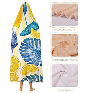 TaoYTao 40"x50" Women Summer Fruit Plant Lemon Blanket Hoodie, Foldable Wearable Funny Hooded Blanket Robe Cloak, Christmas Birthday Gifts Anniversary For Wife Girlfriend Women