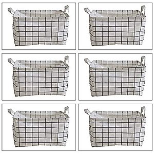 YRHOME Storage Bins 6PCS Rectangular Storage Baskets Fabric Storage Container with Handles Collapsible Basket for Toy Clothes Books Cosmetics Organization,Shelves Basket Organizer