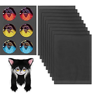 BENECREAT 10 Sheets Fursuit Eye Mesh, 11.8x8.6inch Black PVC Custom Eye Mesh 0.2mm Thick Waterproof Printable Net for Furries Cosplay, Sculptures, Props, Craft Making, Hole: 0.8mm