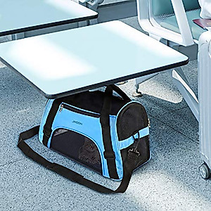 JMOON Cat Carrier Soft-Sided Airline Approved Pet Carrier Bag,Pet Travel Carrier for Cats,Dogs Puppy Comfort Portable Foldable Pet Bag (Small, Blue)