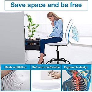 BestShop Home Office Chair Computer Chair Mid Back Mesh Chair, Desk Chair Height Adjustable Modern Task Chair No Armrest Rolling Swivel Chair Student Office Chair with Wheels,White