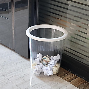 Morcte 4-Pack Acrylic Clear Round Wastebasket, 2.6 Gallon Plastic Small Trash Can for Bathroom, Home, Office