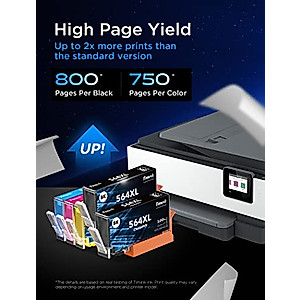 【5-Pack Larger Capacity】 564XL Ink Cartridges Replacement for Original HP 564 XL Combo Pack - Compatible for Photosmart 5520 6520 7510 7520 DeskJet 3520 Premium C309A C410A Printer (2BK/C/M/Y)
