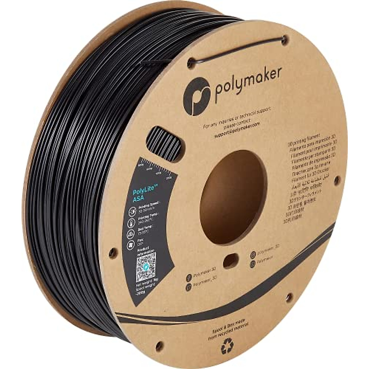 2.85mm ASA Filament 3mm Black ASA, 1kg Heat Resistant Weather Resistant ASA 2.85 - Polymaker PolyLite ASA 3D Printer Filament Black, Print with 2.85mm Openning 3D Printers Only