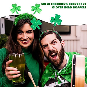Fahacop 12 Pack St. Patricks Day Headband Green Clover Headbands Shamrock Hat Head Bopper for Saint Patrick Irish Day Party Headpieces