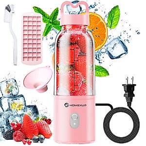 Portable Personal Blender 17 OZ/500 ML Juicer, 175W Personal Size Blender, Ideal for Smoothies, Ice Blending, Juicing, and Food Processing, Compact, Convenient, and Versatile (Pink)
