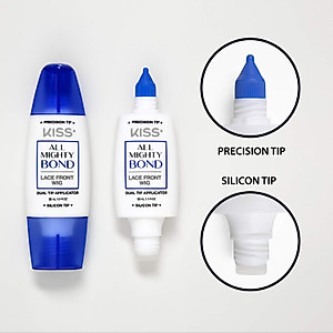 Red by Kiss All Mighty Bond Lace Front Wig Glue & Remover Set, Dual Tip Applicator, Instant Dry, Water Resistant, Strong Hold for Wigs, Frontals, Toupees, Safe for Sensitive Skin, Front Wig Remover