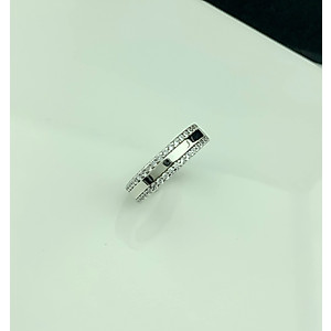 SILVERCLOSEOUT Sterling Silver Cz Striped Eternity Ring - Size 6