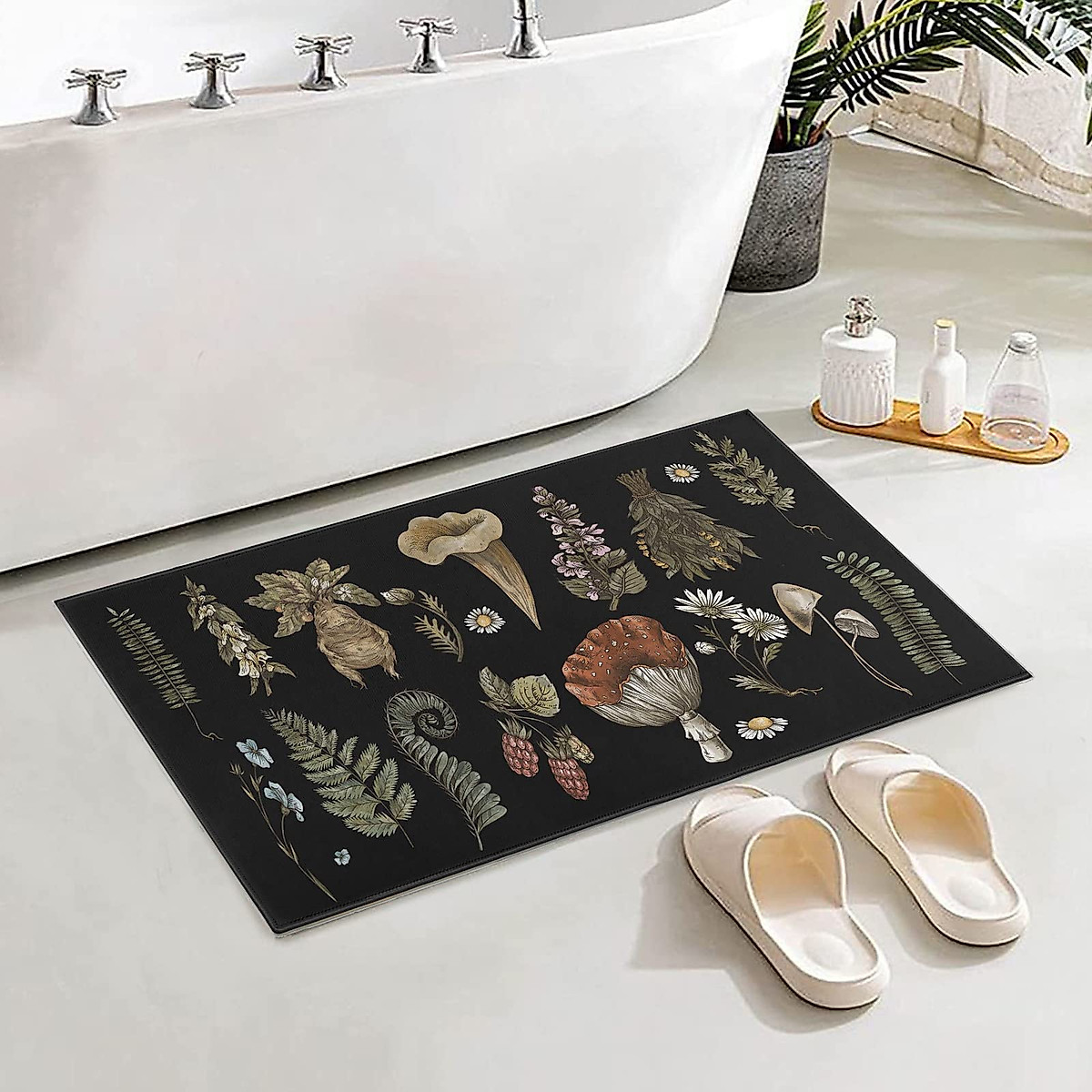Herbology Plants Doormat Magic Woodland Plants Entrance Floor Mat Non-Slip Absorb Water Indoor Rugs Bath Kitchen Garden Entryway Mats Spring Summer Home Holiday Decoration 30 * 17 inch