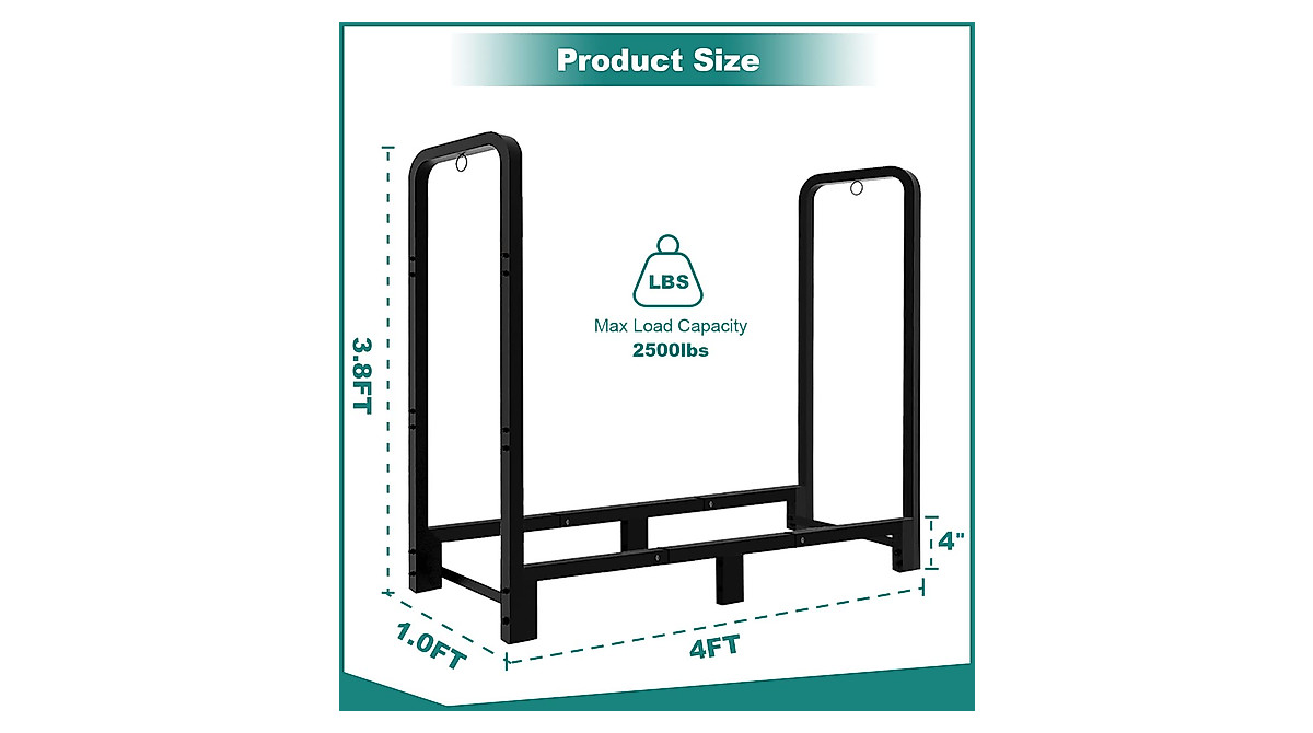 Fandature 4Ft Firewood Rack - Heavy Duty Outdoor Storage Organizer