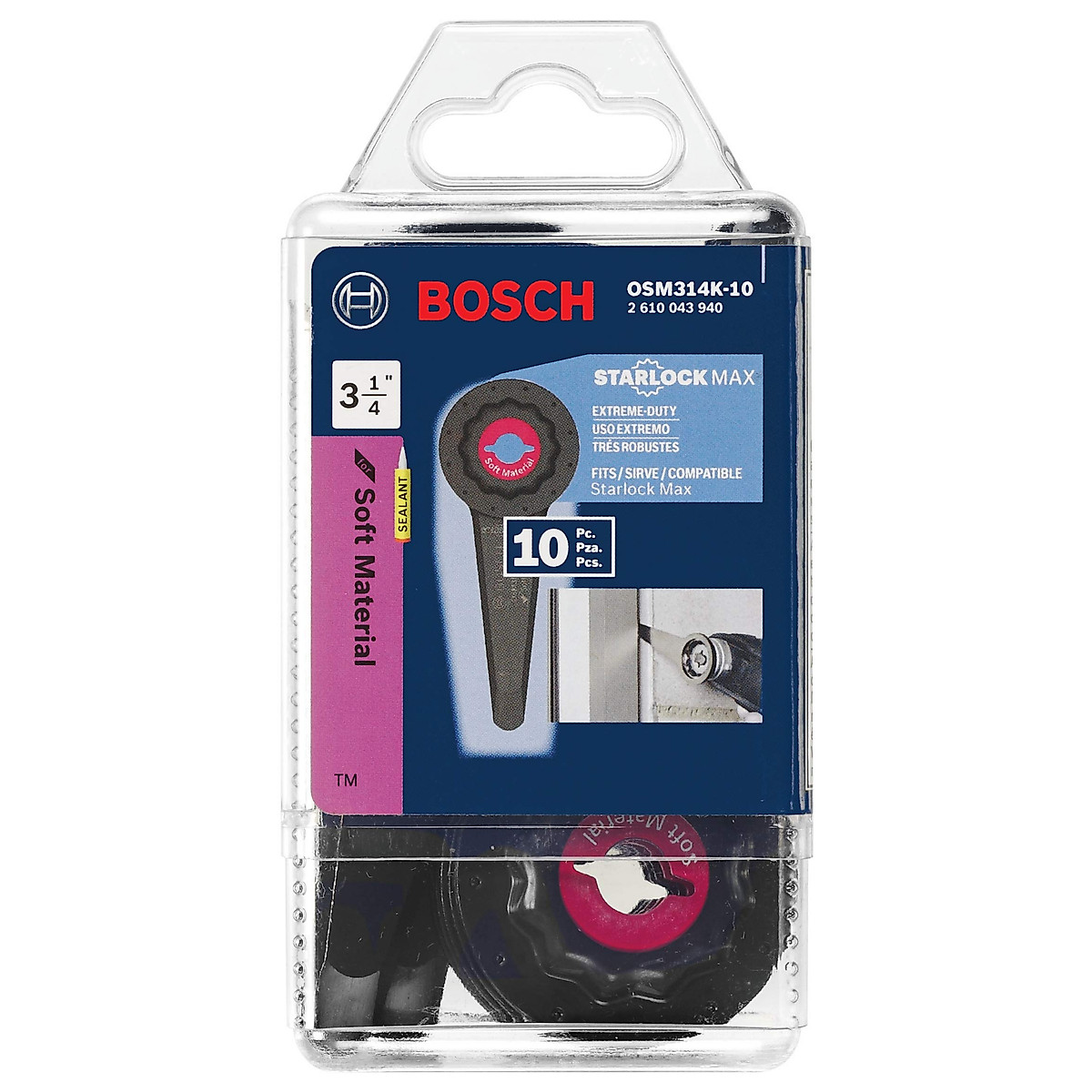 BOSCH OSM314K-10 10-Pack 3-1/4 In. StarlockMax Oscillating Multi Tool Soft Materials High-Carbon Steel Sealant Knife for Extreme-Duty Applications in Removing Sealants