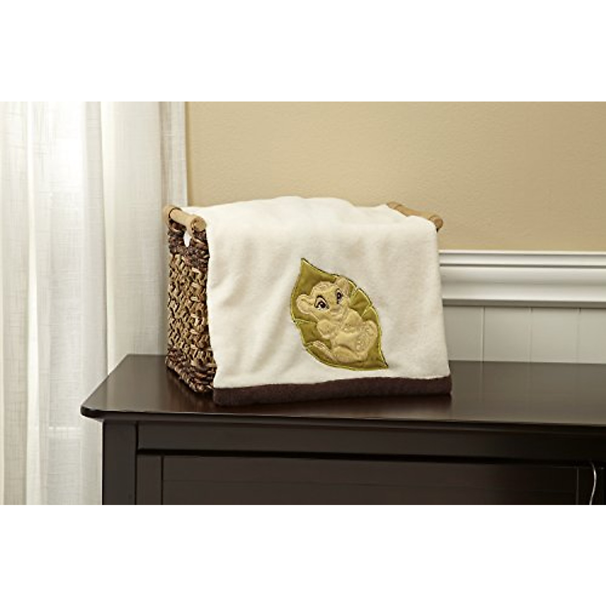 Disney Lion King Simba's Wild Adventure Super Soft Appliqued Baby Blanket, Ivory, Brown , 30x40 Inch (Pack of 1)