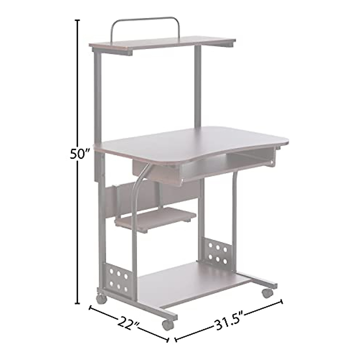 Target Marketing Systems Mobile Computer Home Office, Modern Writing Desk with Bookshelf, PC Laptop Study Table Workstation, Espresso