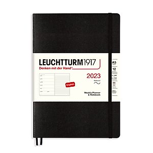 LEUCHTTURM1917 - Weekly Planner & Notebook Softcover Medium (A5) 2023, Black (Jan 1 - Dec 31, 2023)