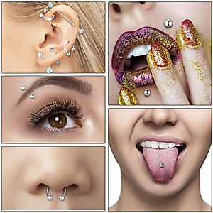 41 Pieces Body Piercing Tool Kit Include Septum Forceps Clamp Pliers 20 Pcs 316L Stainless Steel Piercing Needles and 20 Pcs Nose Ring Hoop Jewelry for Ear Lip Belly Navel Tongue (Classic Style)