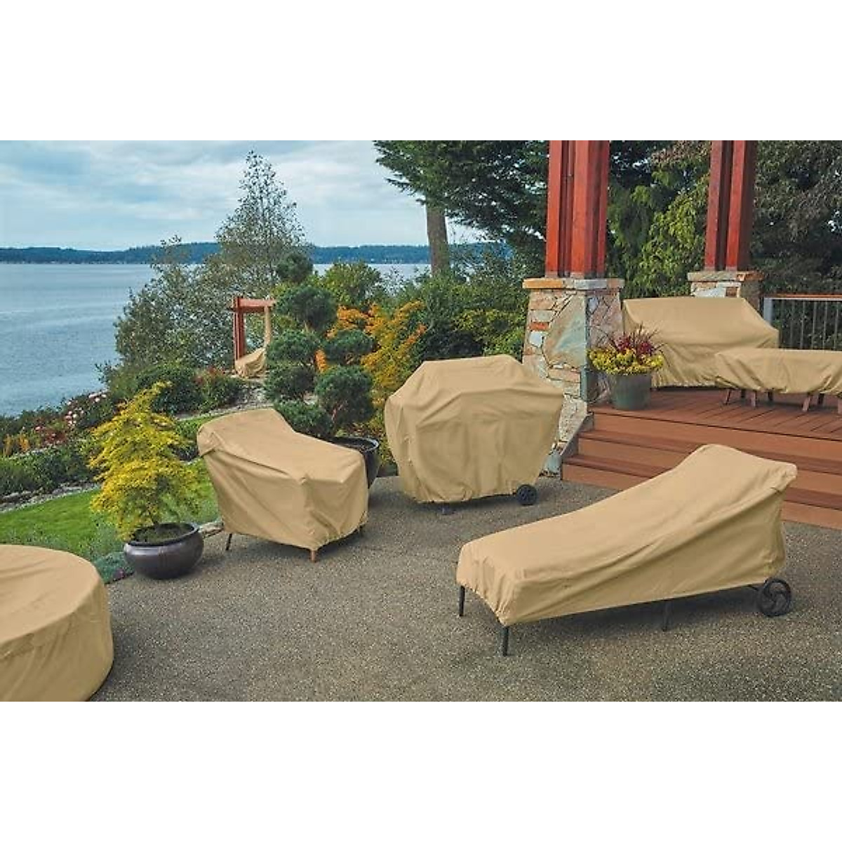 Classic Accessories Terrazzo Water-Resistant 48 Inch Rectangular Patio Coffee Table Cover, outdoor coffee table cover