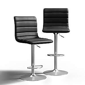 NicBex Swivel Bar Stools Modern PU Leather Adjustable Barstools, Kitchen Island Counter Bar Stools Set of 2,(Black Color)