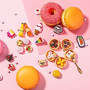 Skylety 92 Pieces Christmas Miniature Food Drinks Toys Christmas Dollhouse Resin Mini Foods for Mini Kitchen Accessories