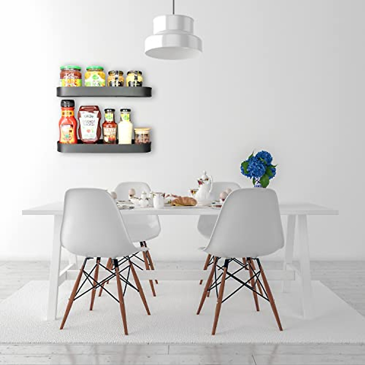 Shower Caddy Black Bathroom Shelves Wall Mounted 2 Pack with Towel Rack Spice Rack for Wall No Drilling Rustproof Space Aluminum for Kitchen Toilet (38cm)