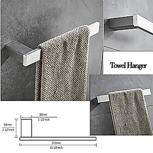 Nurisi Stainless Steel Bathroom Hardware Set 4 Piece Bathroom Hardware Accessories Set Robe Hook Wall-Mounted Towel Rack and Hook Toilet Paper Rack, Brushed Nickel (4-Piece Set, Brushed Nickel)