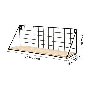 Cabilock Floating Shelf Iron Farmhouse Shelf Rustic Wood Wall Shelf for Living Room Bedroom Bathroom Black L