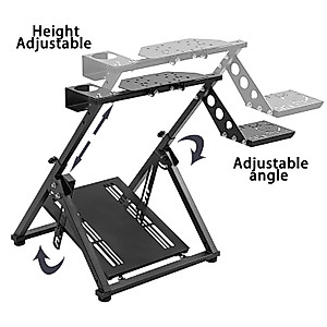 Hottoby Racing Simulator Cockpit Frame Adjustable Thick Circular Tube Fit for Logitech/Thrustmaster G29,G920,G923, T300RS race car seat Flexible Use of Legs,No Steering Wheel,Pedal,Shifter,Seat